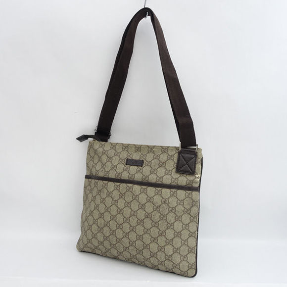 Gucci | Bags | Gucci Gg Vinyl Leather Shoulder Bag Beige Brown | Poshmark